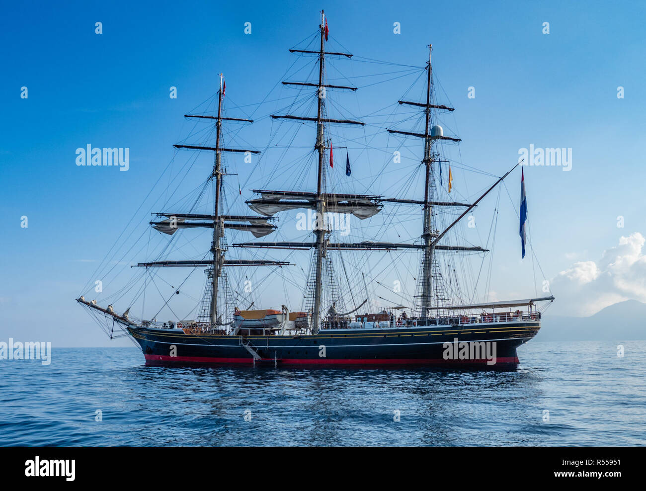 Sailing ship in Capri Harbor Stock Photo - Alamy