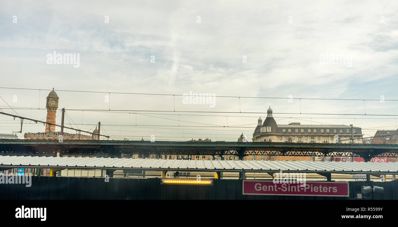 Gent St.Pieters, Belgium - 17 February 2018: the Gent railway station ...