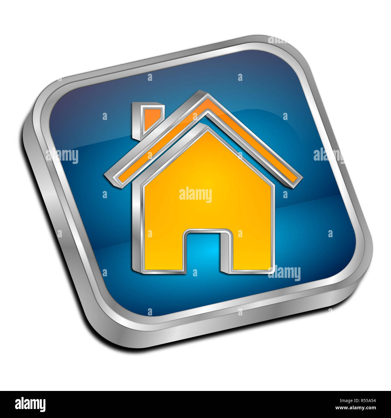 blue orange Home Button - 3D illustration Stock Photo - Alamy