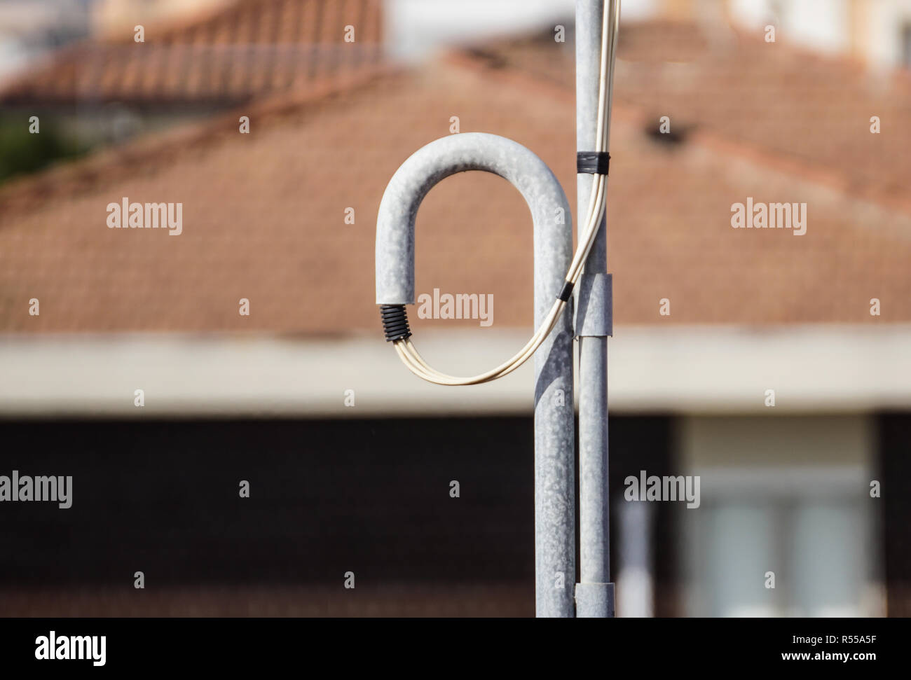 detail of the antenna cable on the roof Stock Photo - Alamy