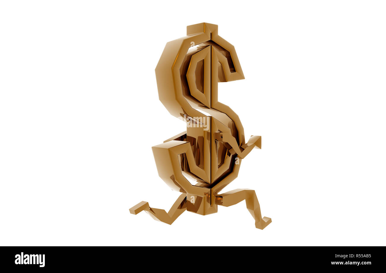 dollar sign is running away isolated Stock Photo - Alamy