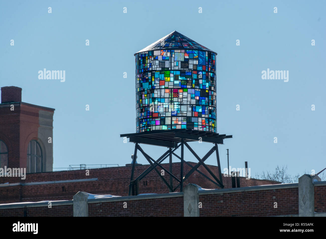 Decorated Water Tower in Brooklyn, NYC Stock Photo - Alamy