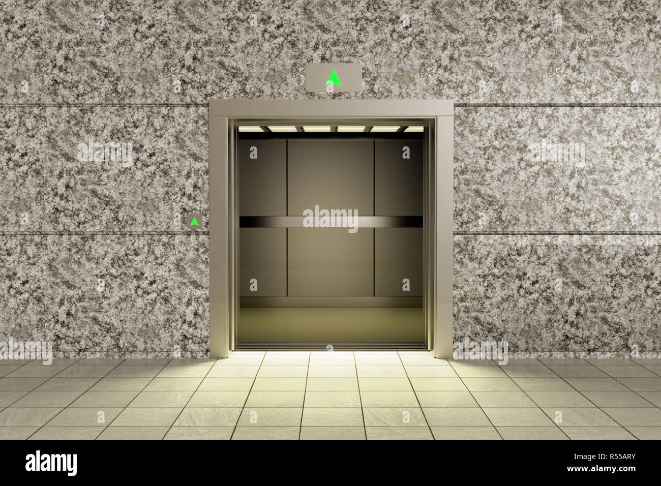 3D rendering of an empty elevator going up Stock Photo - Alamy