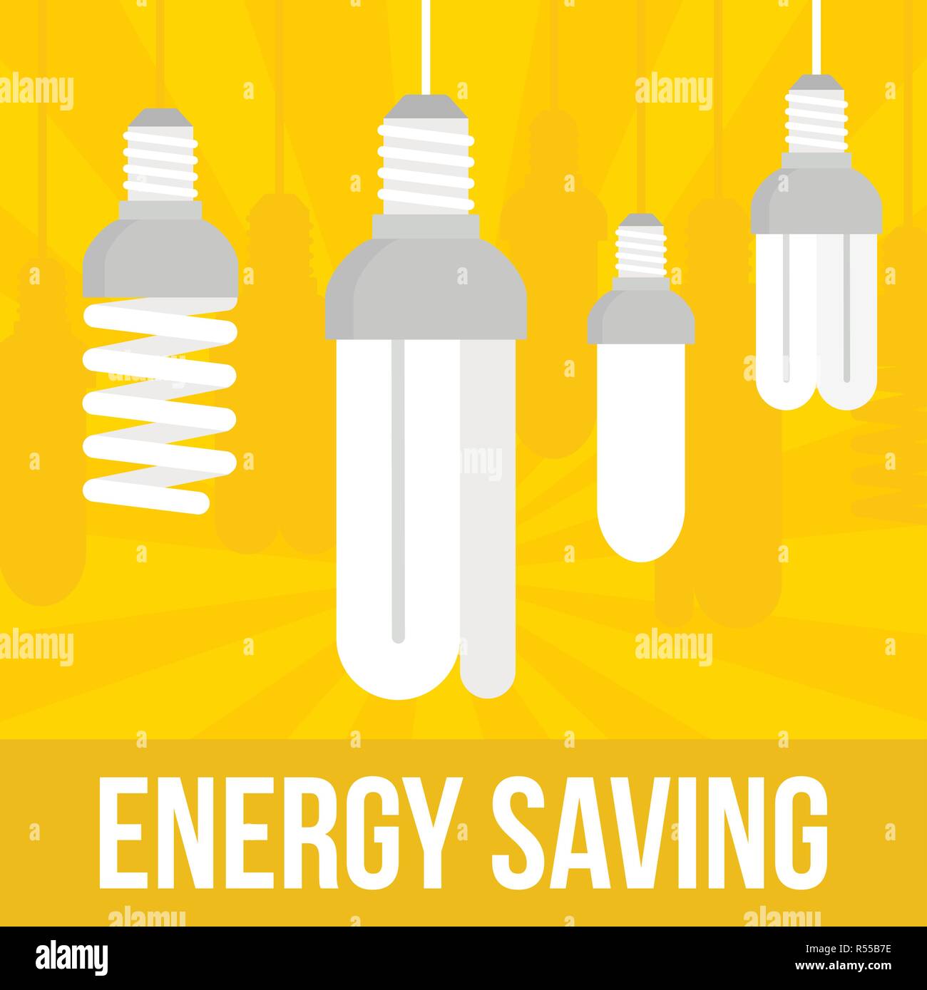 Energy saving bulb concept background. Flat illustration of energy ...