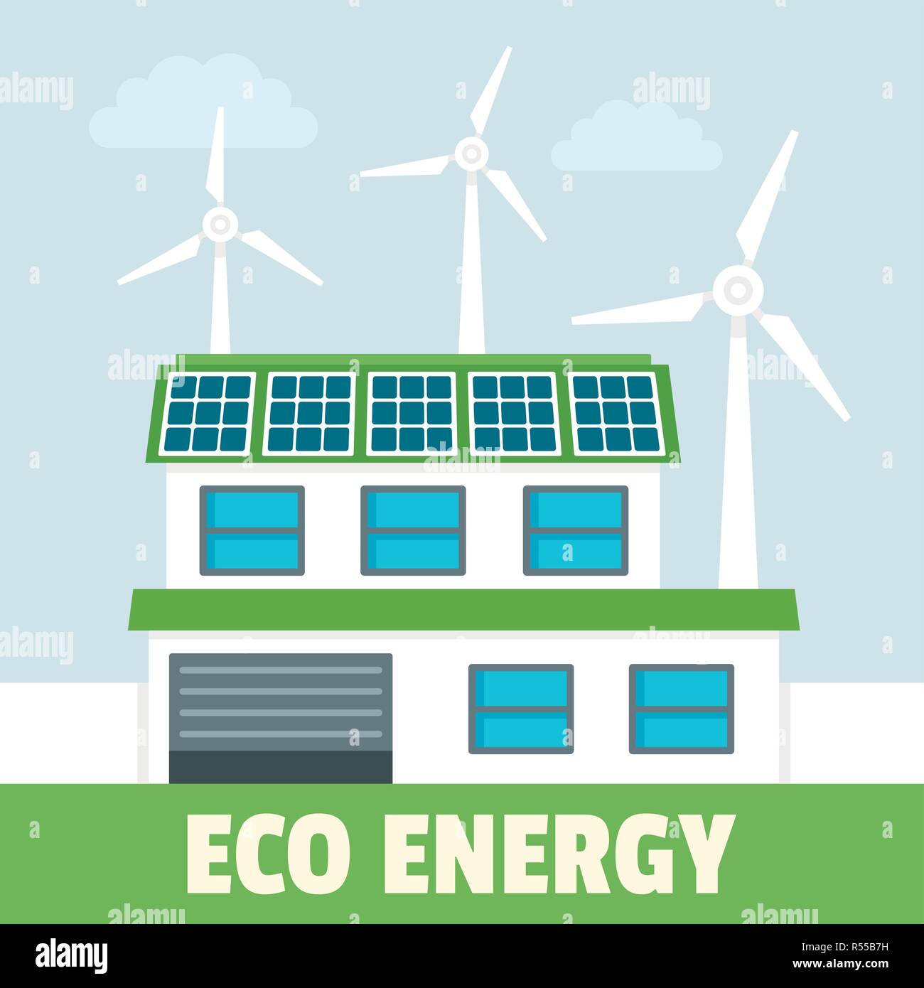 Smart eco energy concept background. Flat illustration of smart eco ...