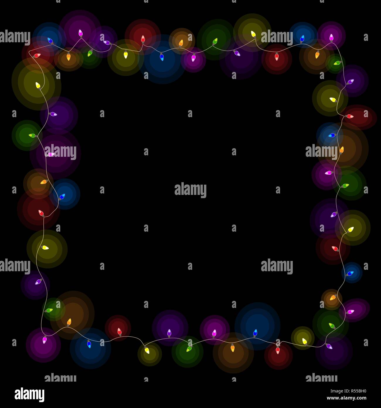 Frame of colored Christmas lights, vector illustration Stock Vector ...