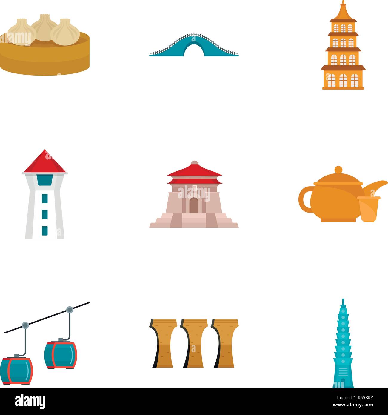 Welcome to taiwan icon set. Flat set of 9 welcome to taiwan vector ...