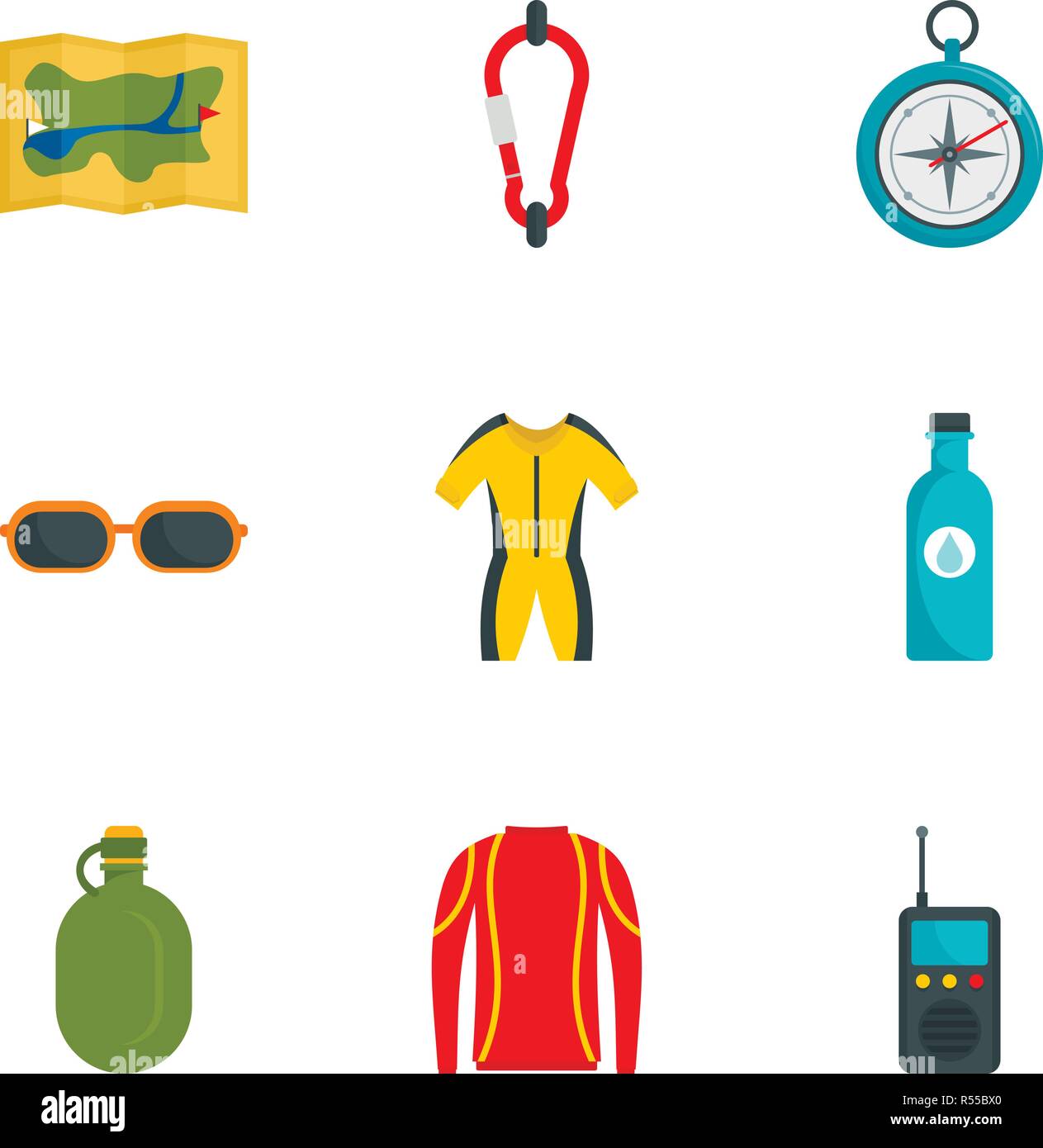 Travel camp icon set. Flat set of 9 travel camp vector icons for web ...