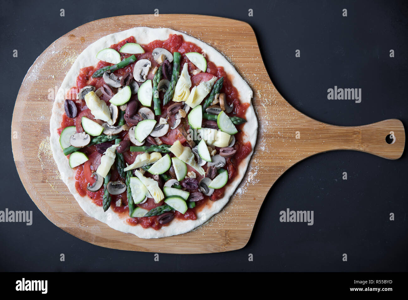 Vegan Pizza Ready to Cook Stock Photo - Alamy