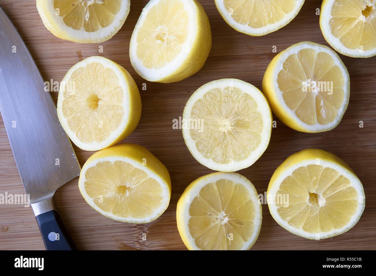 Slicing Fresh Lemons Stock Photo - Alamy