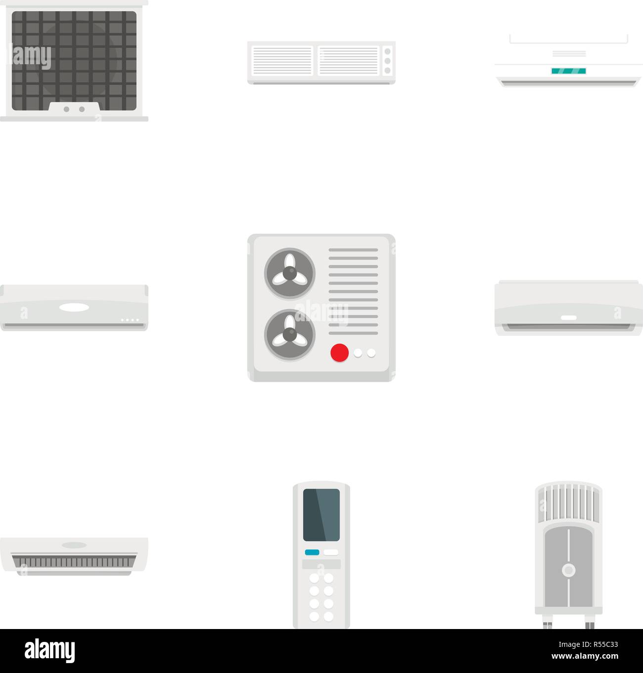 Conditioner equipment icon set. Flat set of 9 conditioner equipment ...