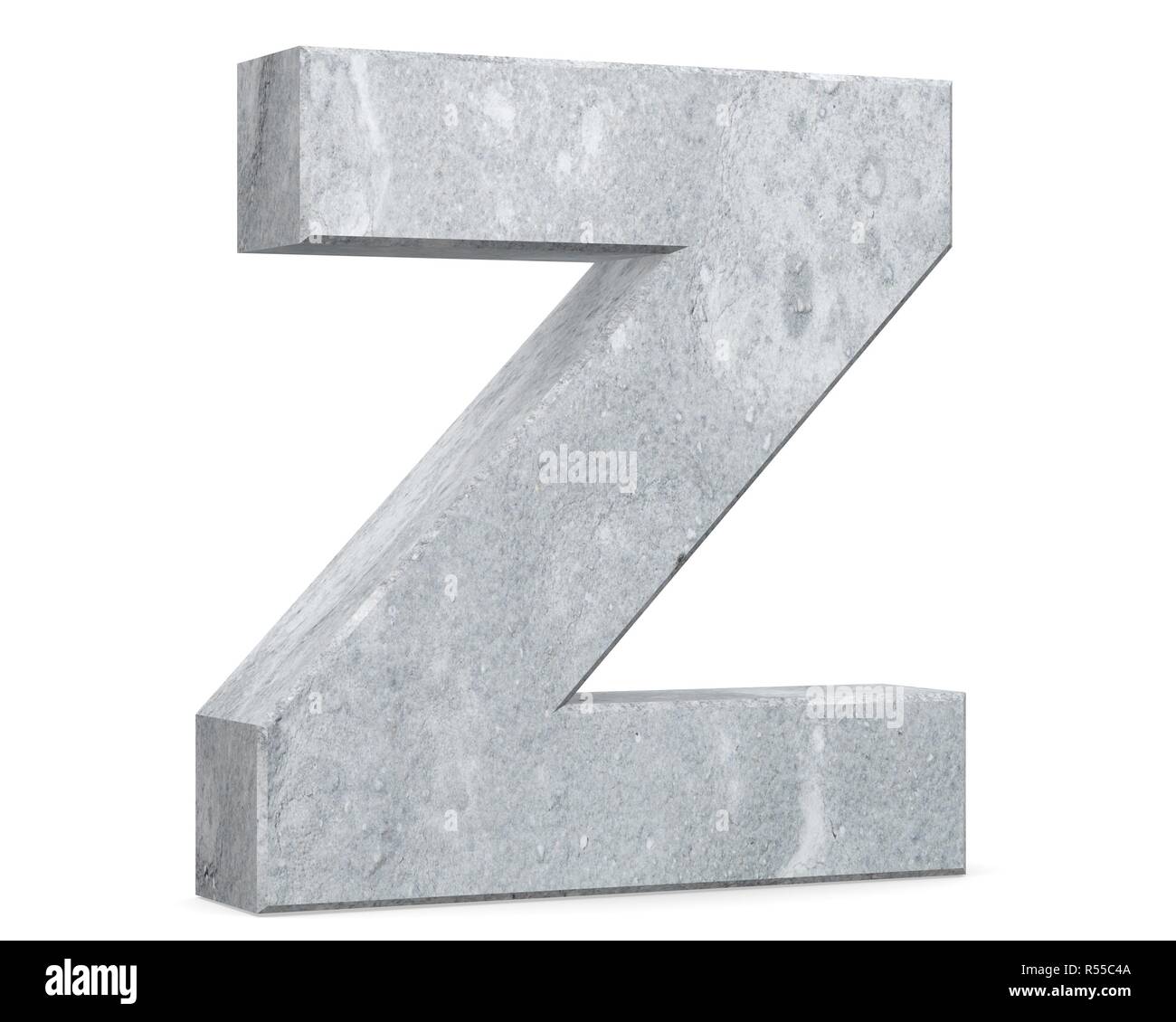 Concrete Capital Letter - Z isolated on white background . 3D render ...