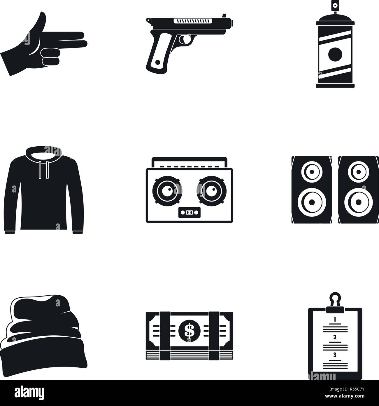 Street rap icon set. Simple set of 9 street rap vector icons for web ...
