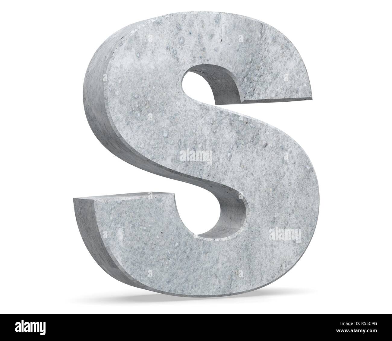Concrete Capital Letter - S isolated on white background . 3D render ...