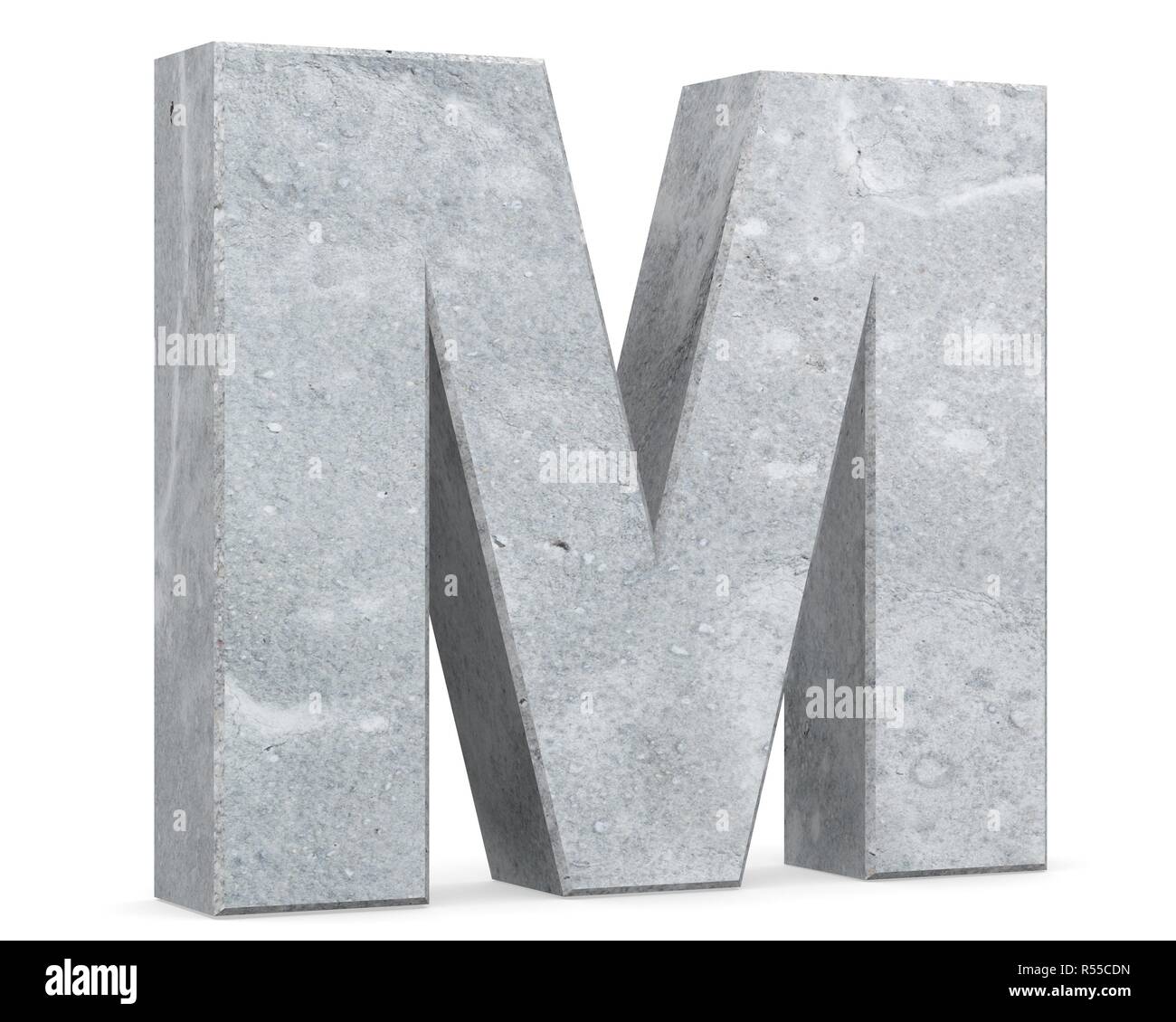 Concrete Capital Letter - M isolated on white background . 3D render ...
