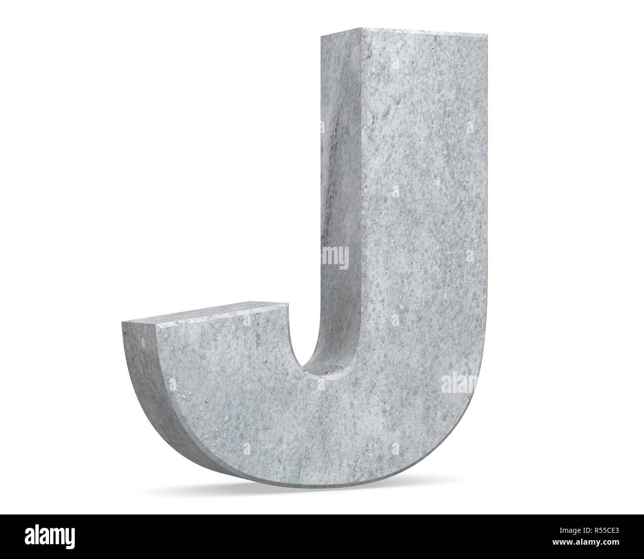 Concrete Capital Letter - J isolated on white background . 3D render ...