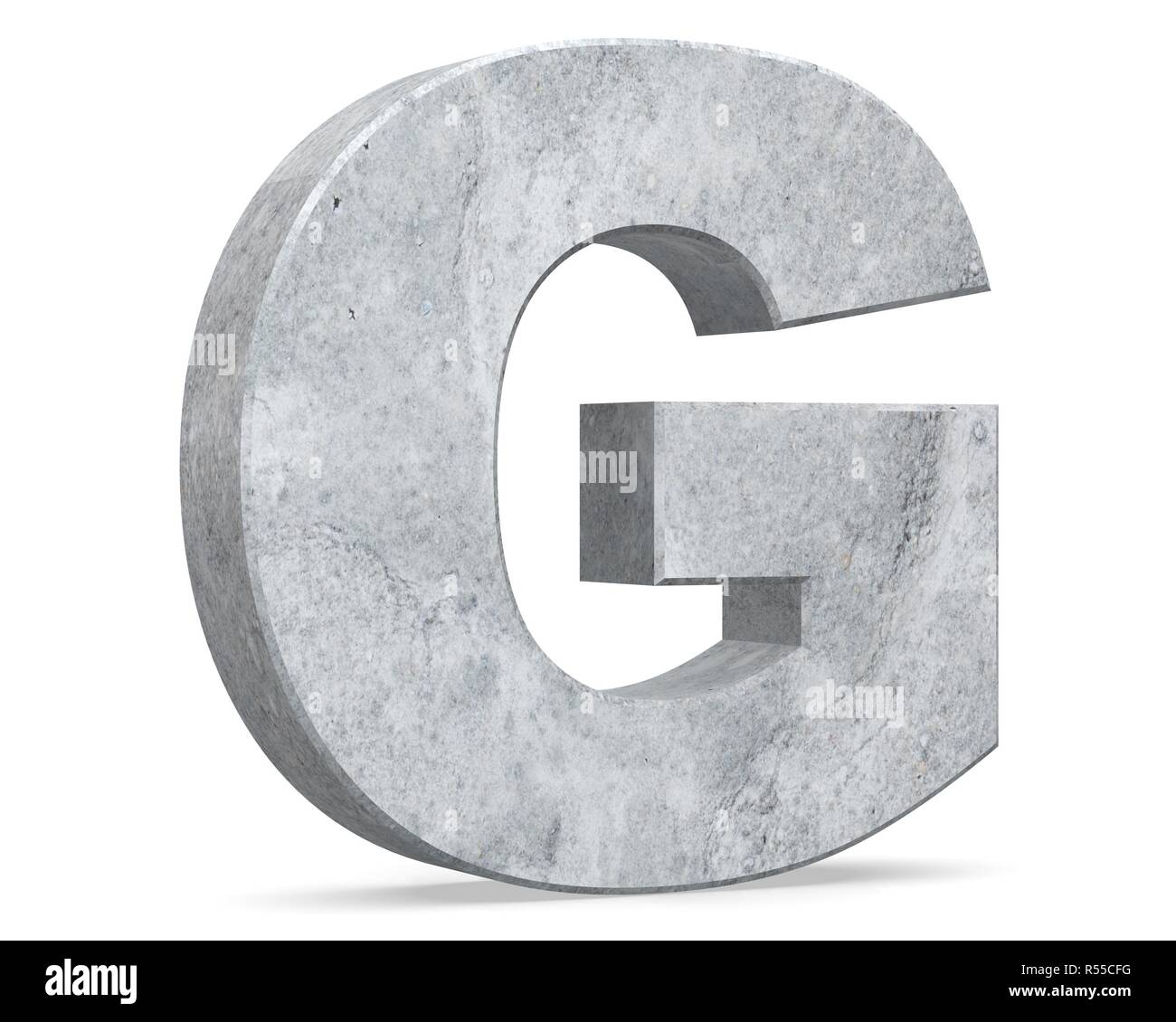Concrete Capital Letter - G isolated on white background . 3D render ...