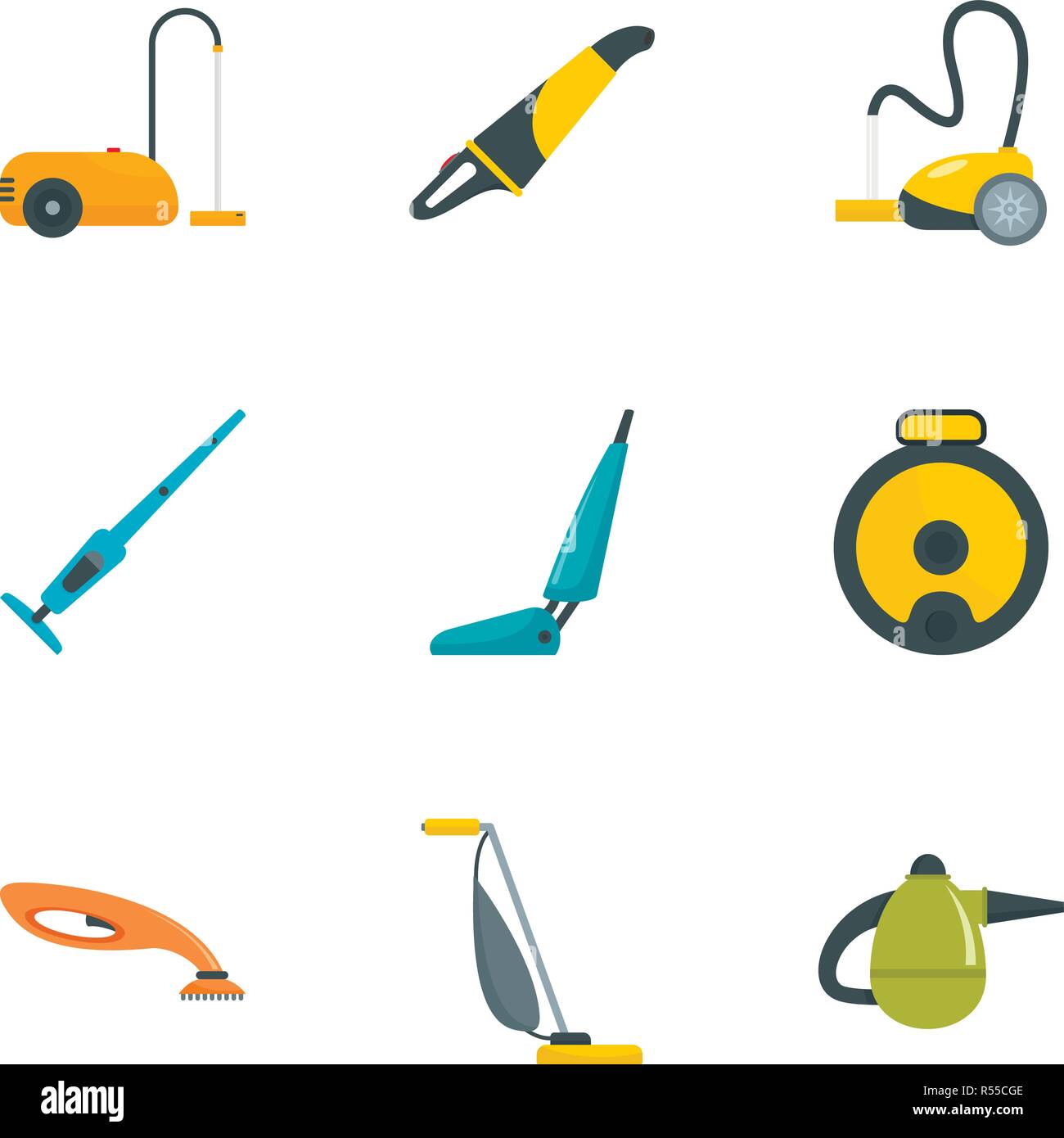 Carpet sweeper icon set. Flat set of 9 carpet sweeper vector icons for ...