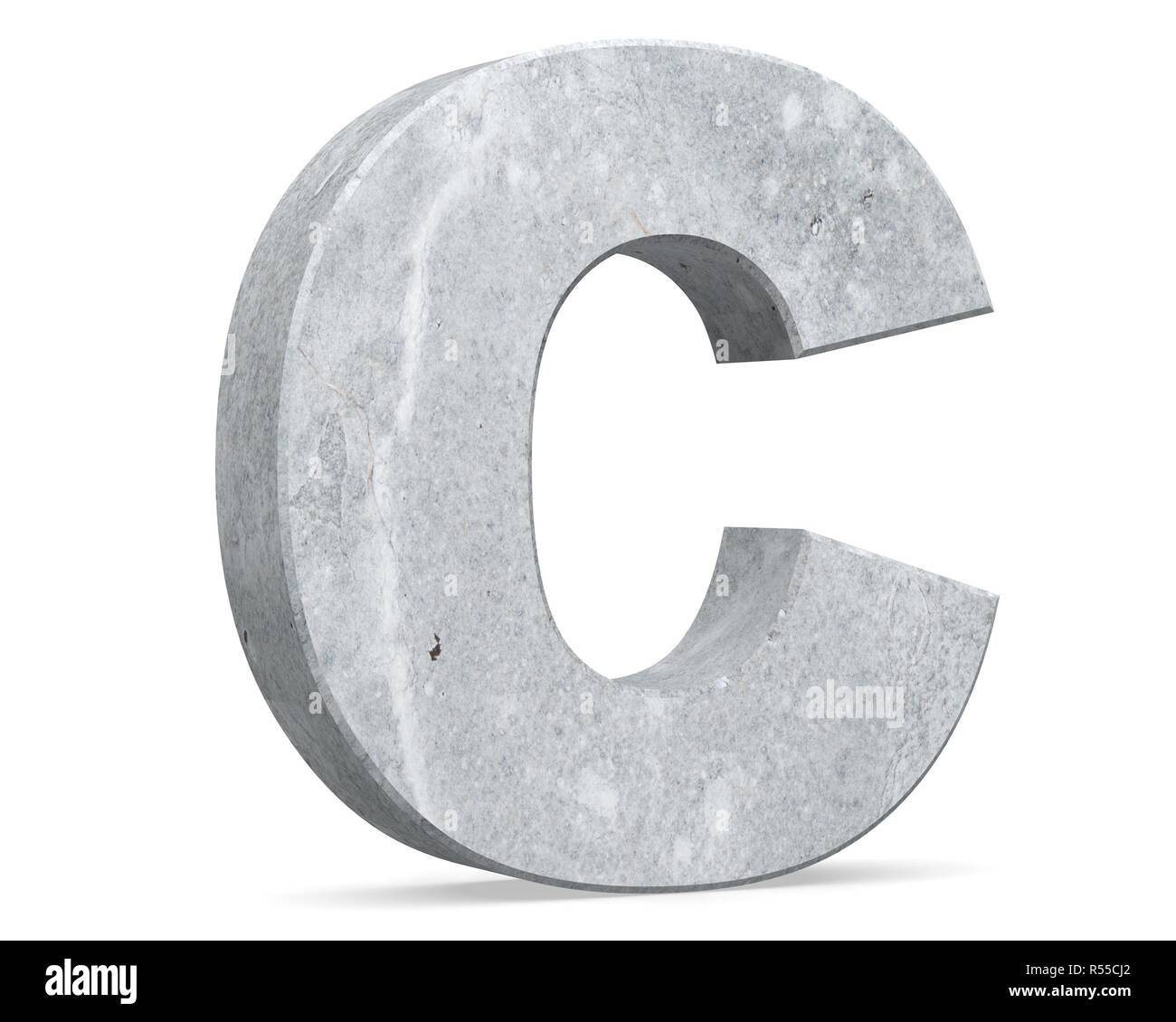 Concrete Capital Letter - C isolated on white background . 3D render ...