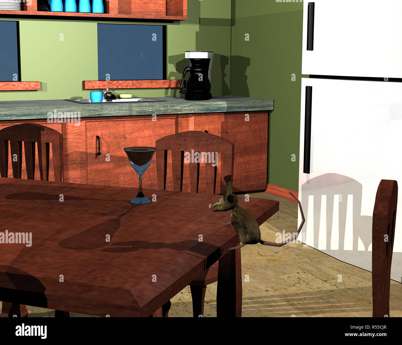 kitchen with electrical appliances and dishes Stock Photo - Alamy