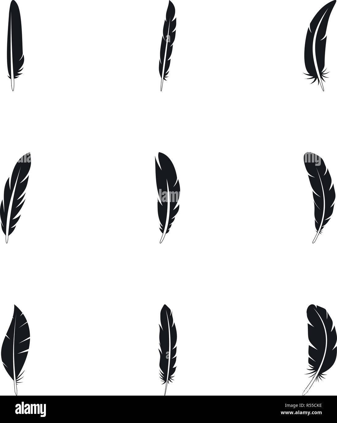 Fashion feather icon set. Simple set of 9 fashion feather vector icons ...