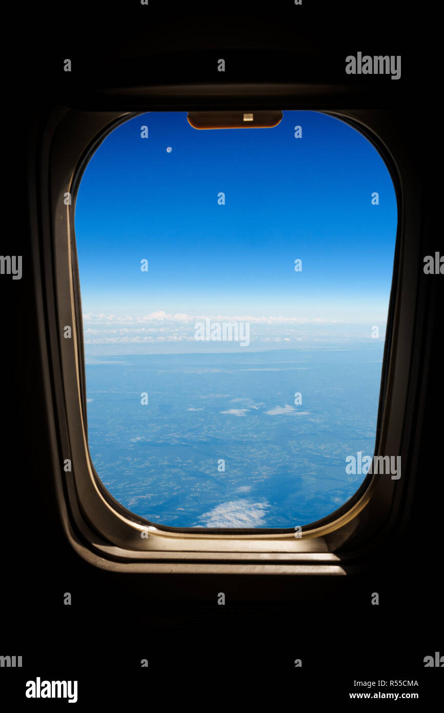 Aerial view from airplane window with the sky and cloud Stock Photo - Alamy