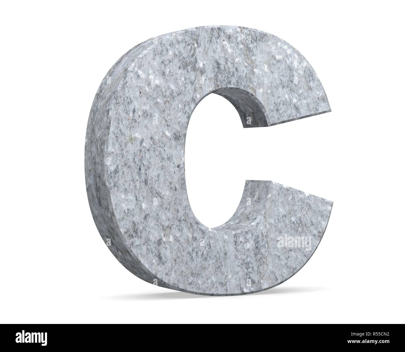 Concrete Capital Letter - C isolated on white background . 3D render ...