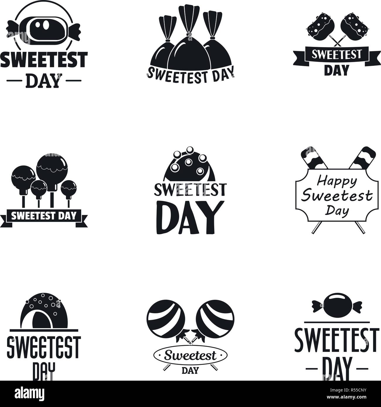 Enjoy sweetest day logo set. Simple set of 9 enjoy sweetest day vector ...