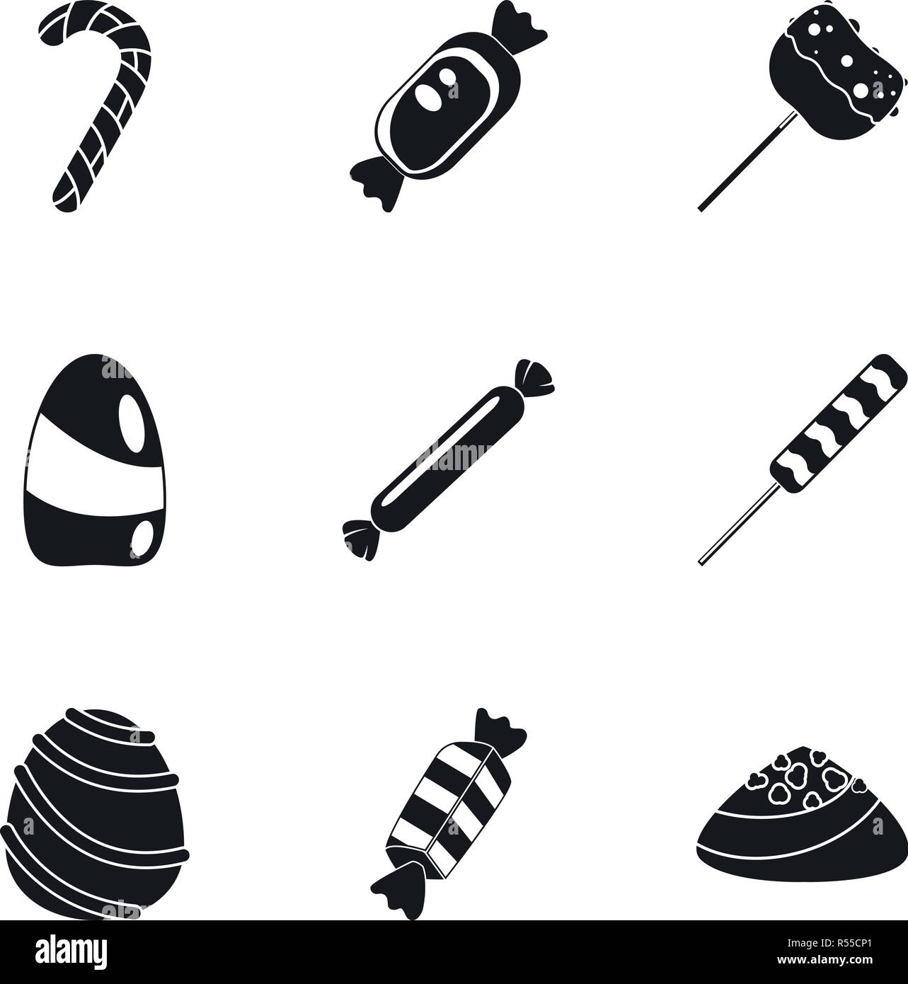 Candy stick icon set. Simple set of 9 candy stick vector icons for web ...