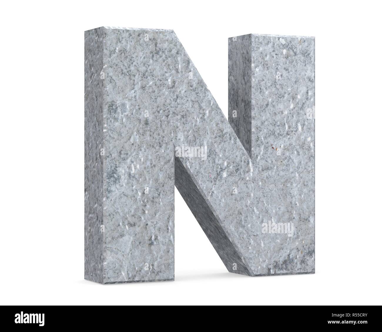 Concrete Capital Letter - N isolated on white background . 3D render ...