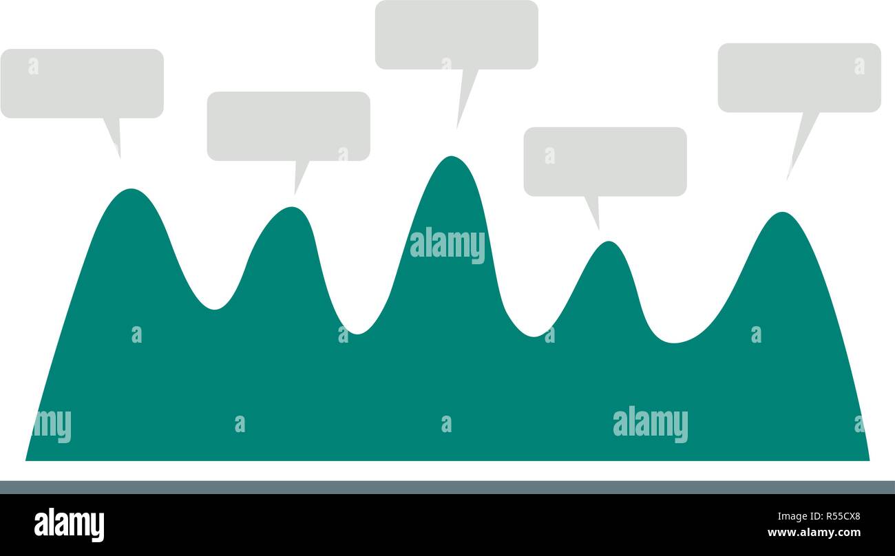 Wave chart icon. Flat illustration of wave chart vector icon for web ...