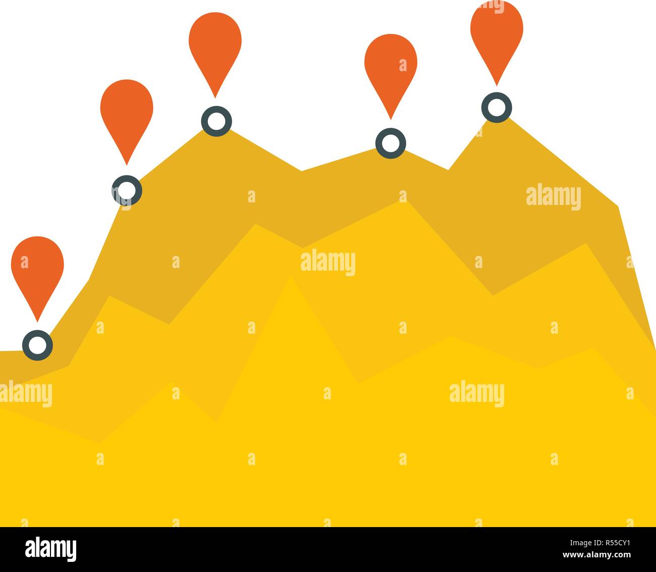 Yellow graph chart icon. Flat illustration of yellow graph chart vector ...
