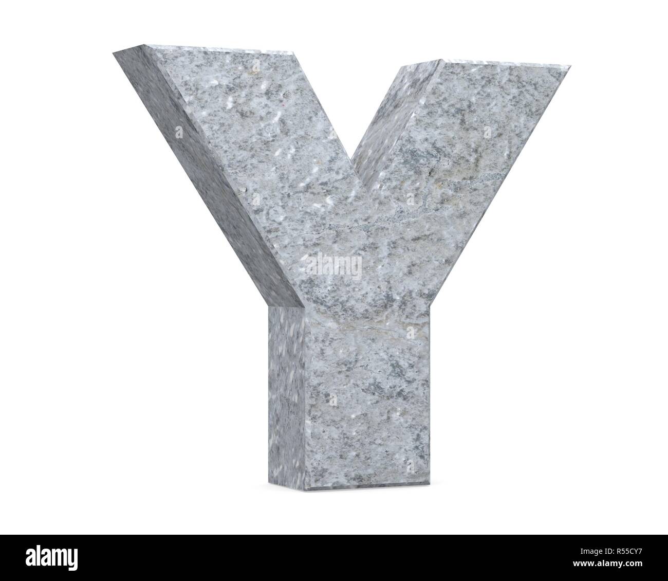 Concrete Capital Letter - Y isolated on white background . 3D render ...
