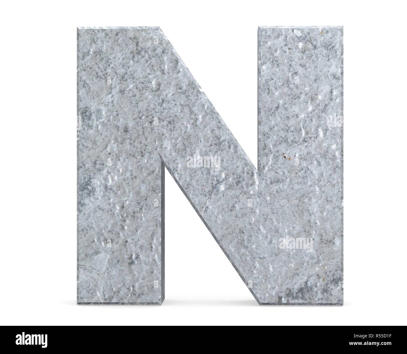 Concrete Capital Letter - N isolated on white background . 3D render ...