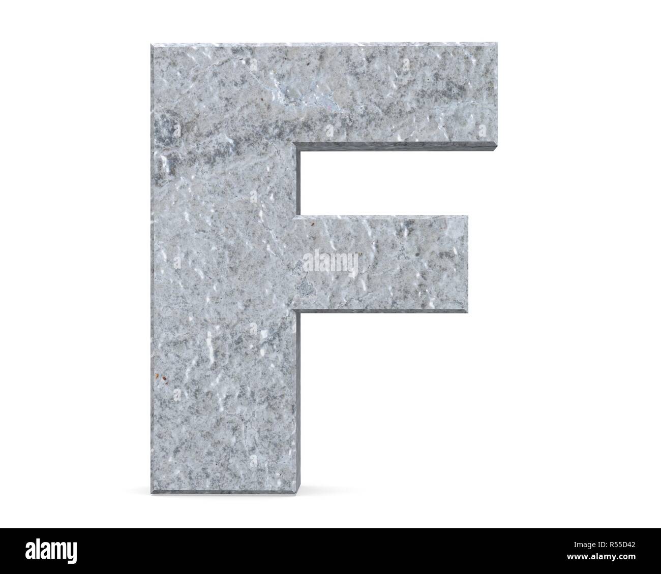 Concrete Capital Letter - F isolated on white background . 3D render ...