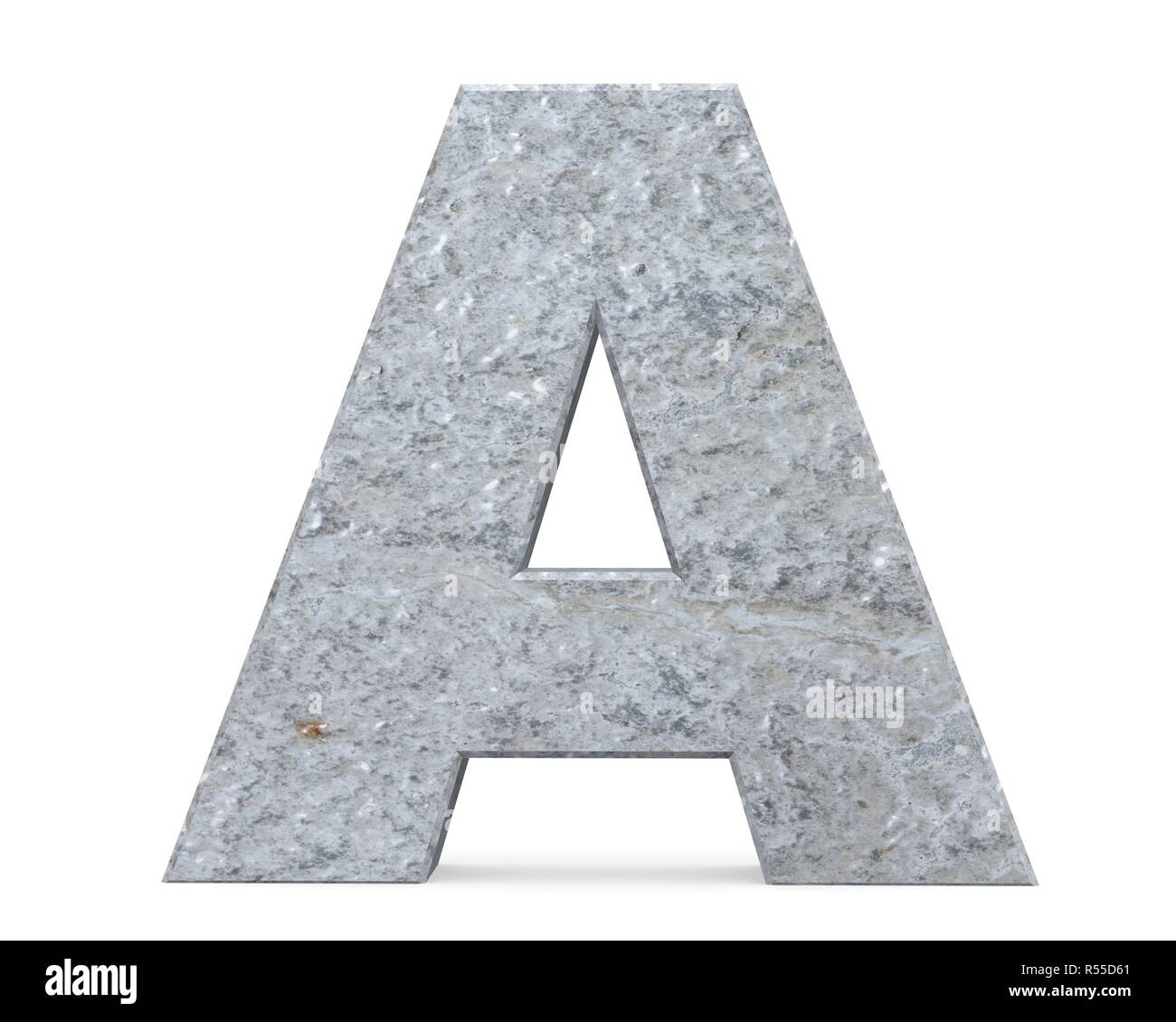 Concrete Capital Letter - A isolated on white background . 3D render ...