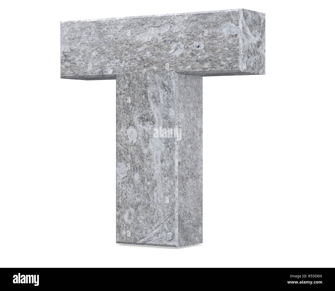 Concrete Capital Letter - T isolated on white background . 3D render ...