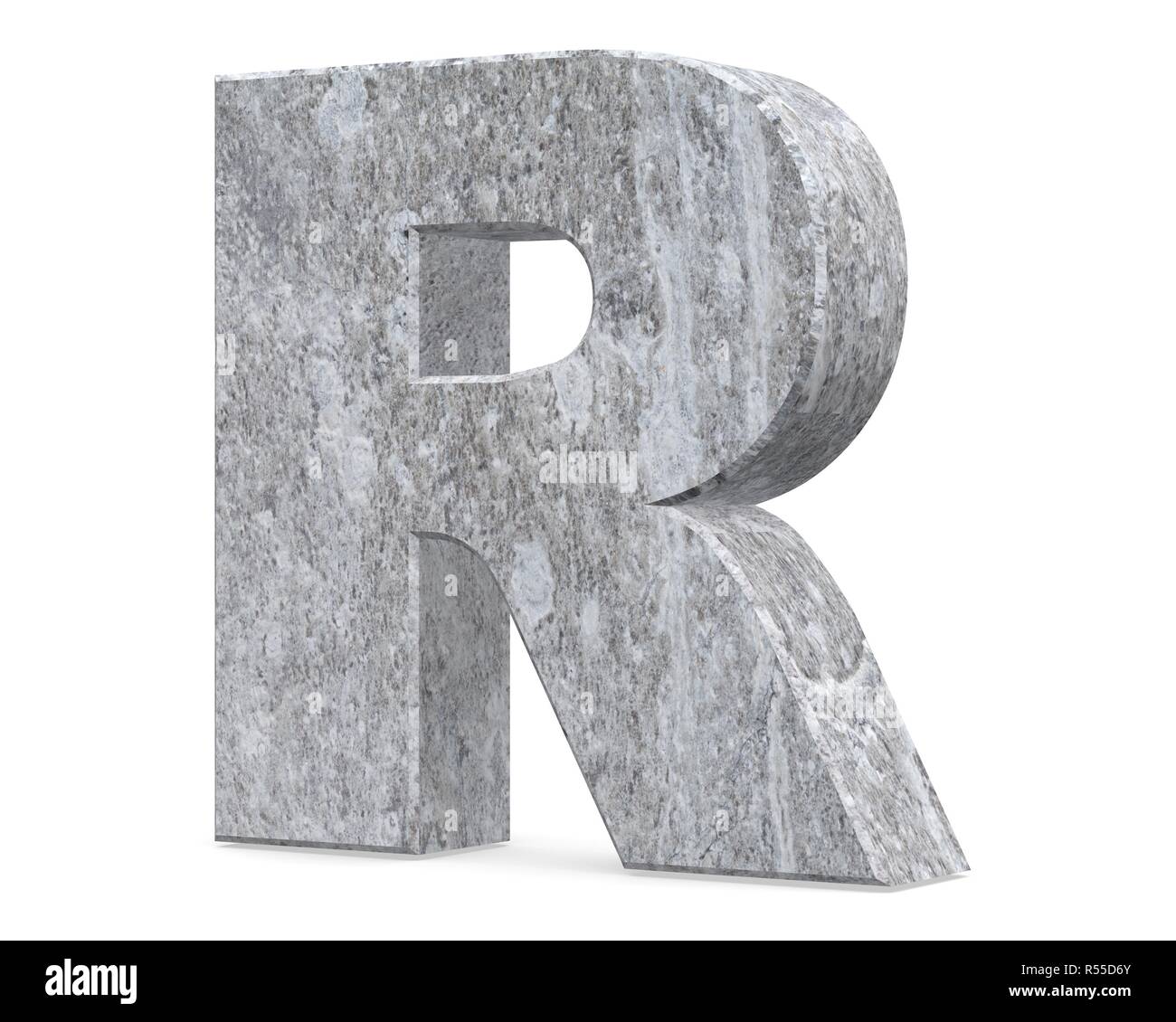 Concrete Capital Letter - R isolated on white background . 3D render ...
