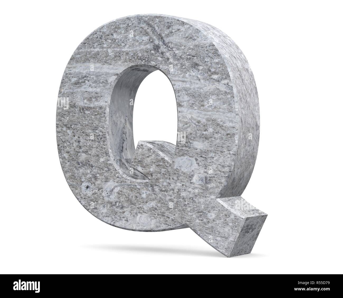 Concrete Capital Letter - Q isolated on white background . 3D render ...