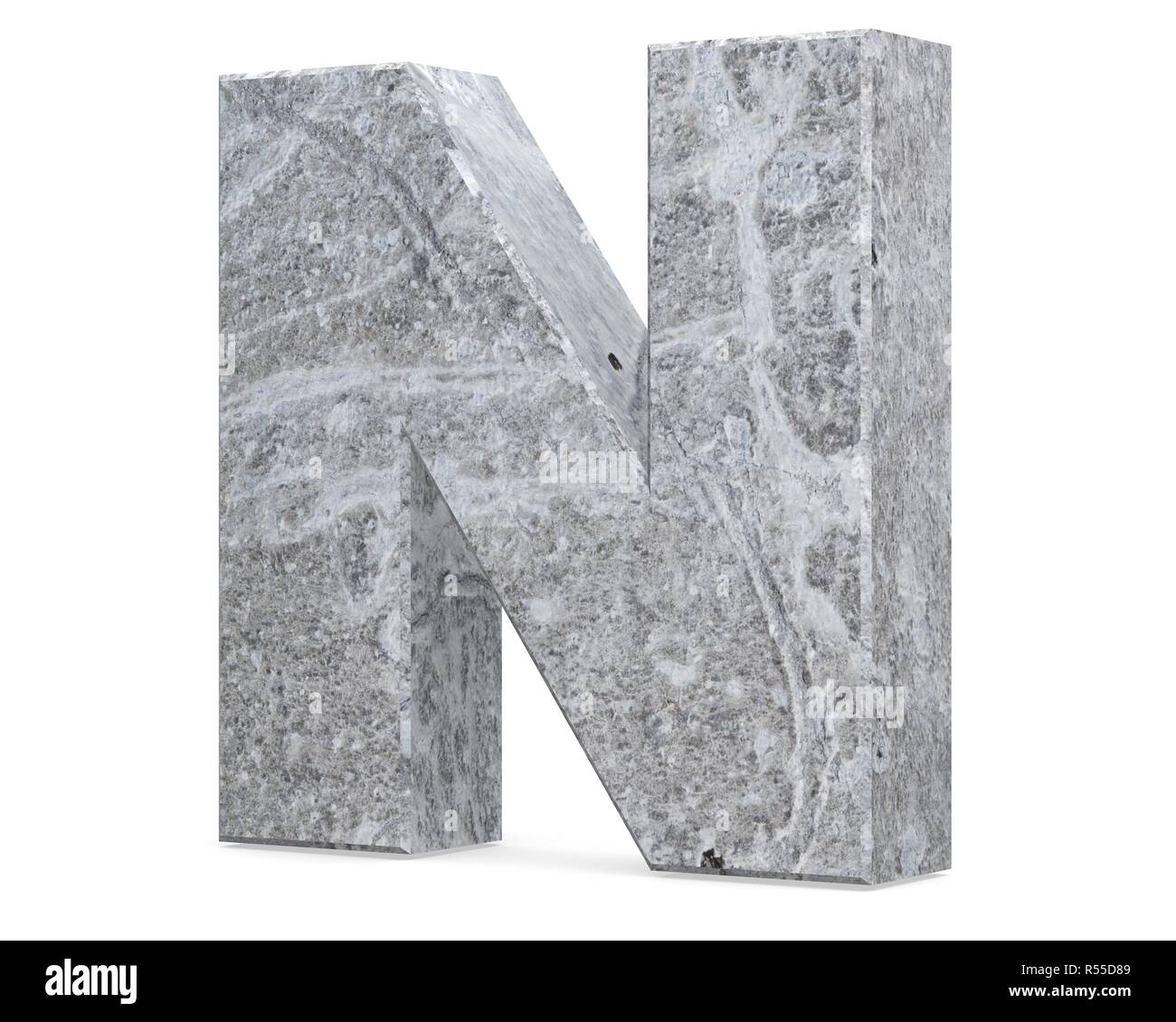 Concrete Capital Letter - N isolated on white background . 3D render ...