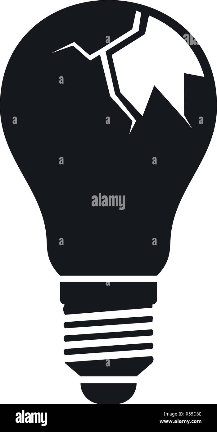 Broken bulb icon. Simple illustration of broken bulb vector icon for ...