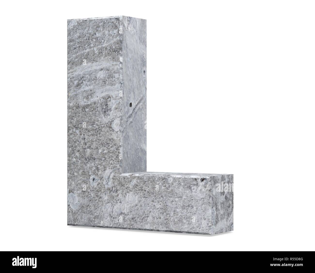 Concrete Capital Letter - L isolated on white background . 3D render ...