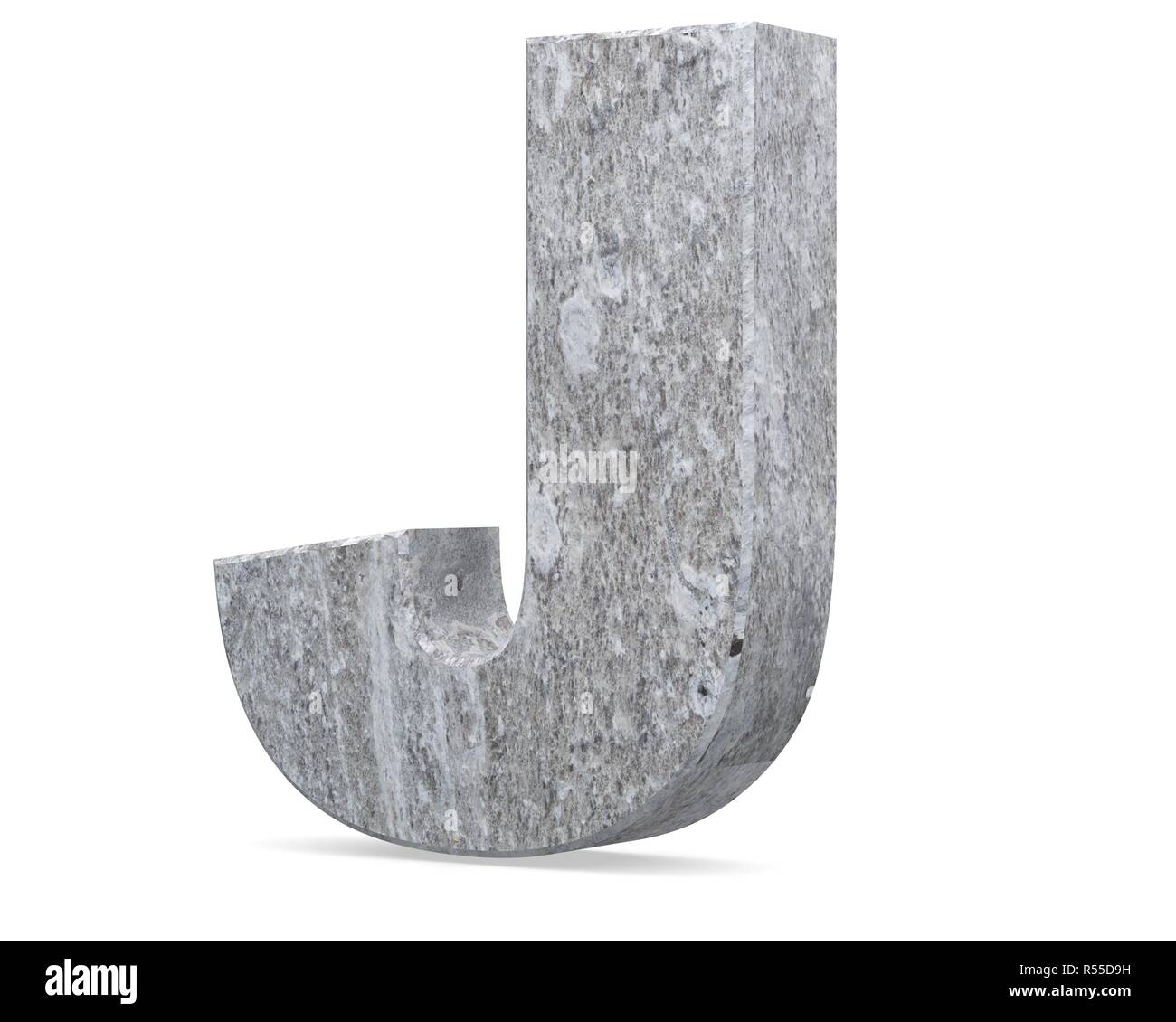 Concrete Capital Letter - J isolated on white background . 3D render ...