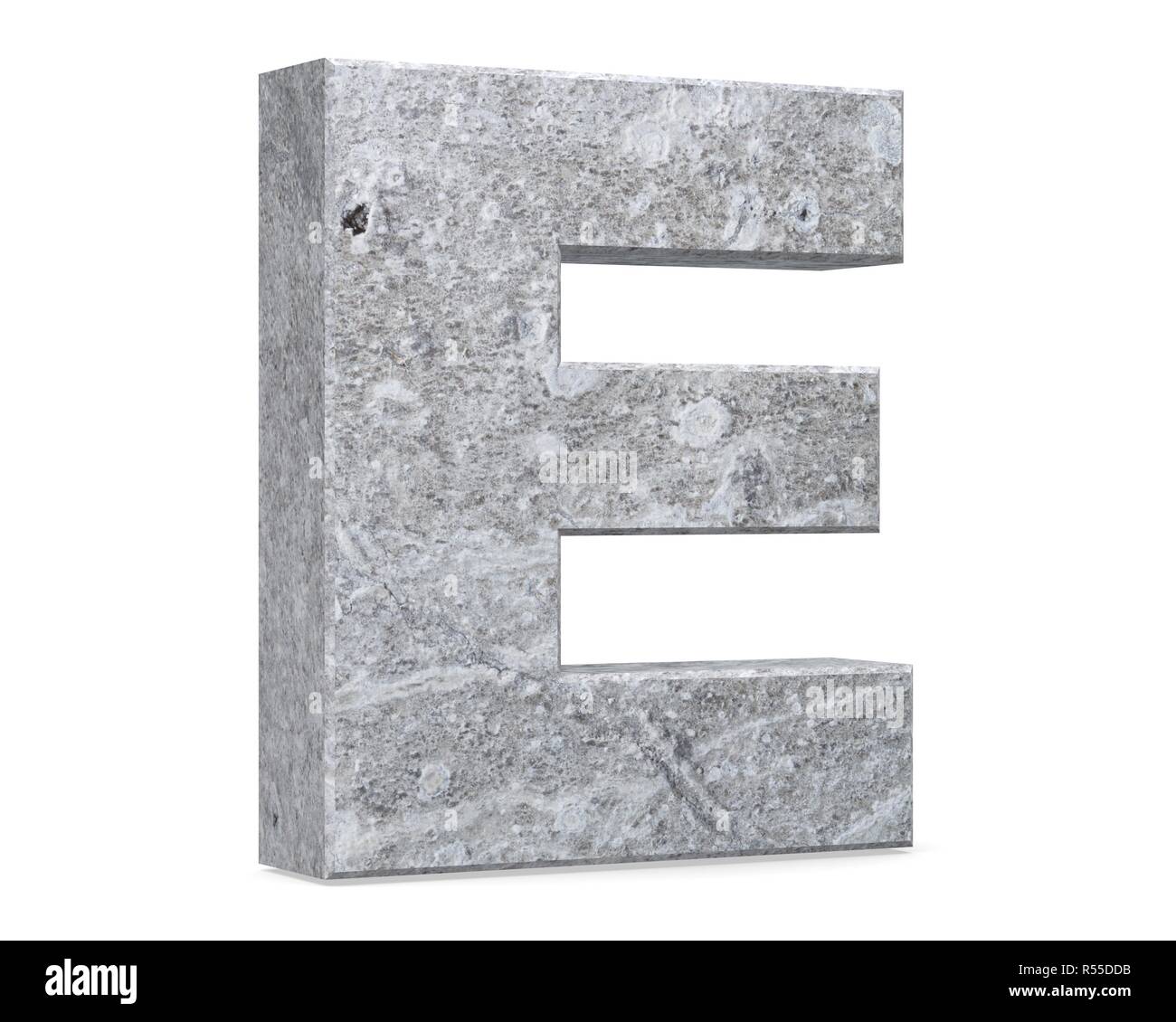 Concrete Capital Letter - E isolated on white background . 3D render ...