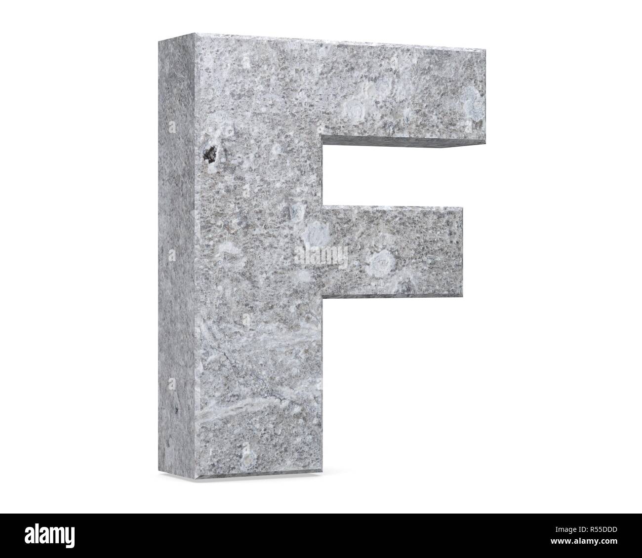 Concrete Capital Letter - F isolated on white background . 3D render ...