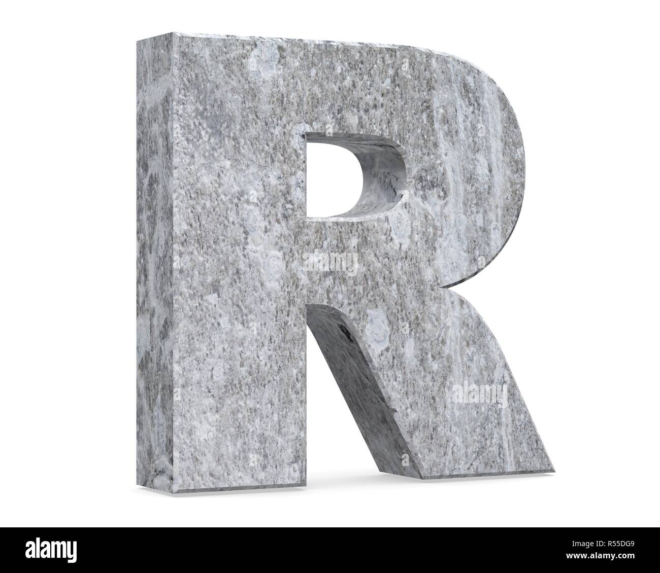 Concrete Capital Letter - R isolated on white background . 3D render ...