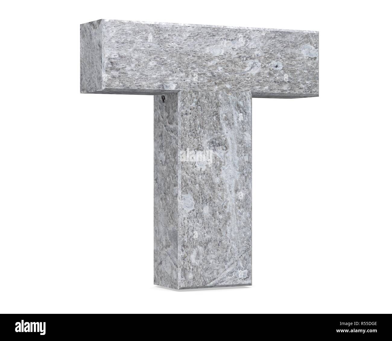Concrete Capital Letter - T isolated on white background . 3D render ...