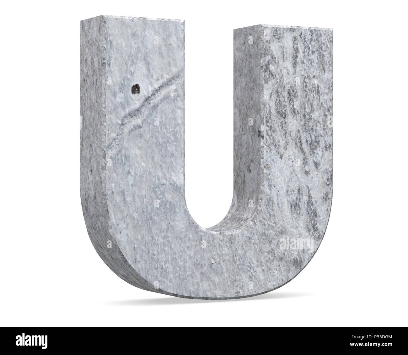 Concrete Capital Letter - U isolated on white background . 3D render ...