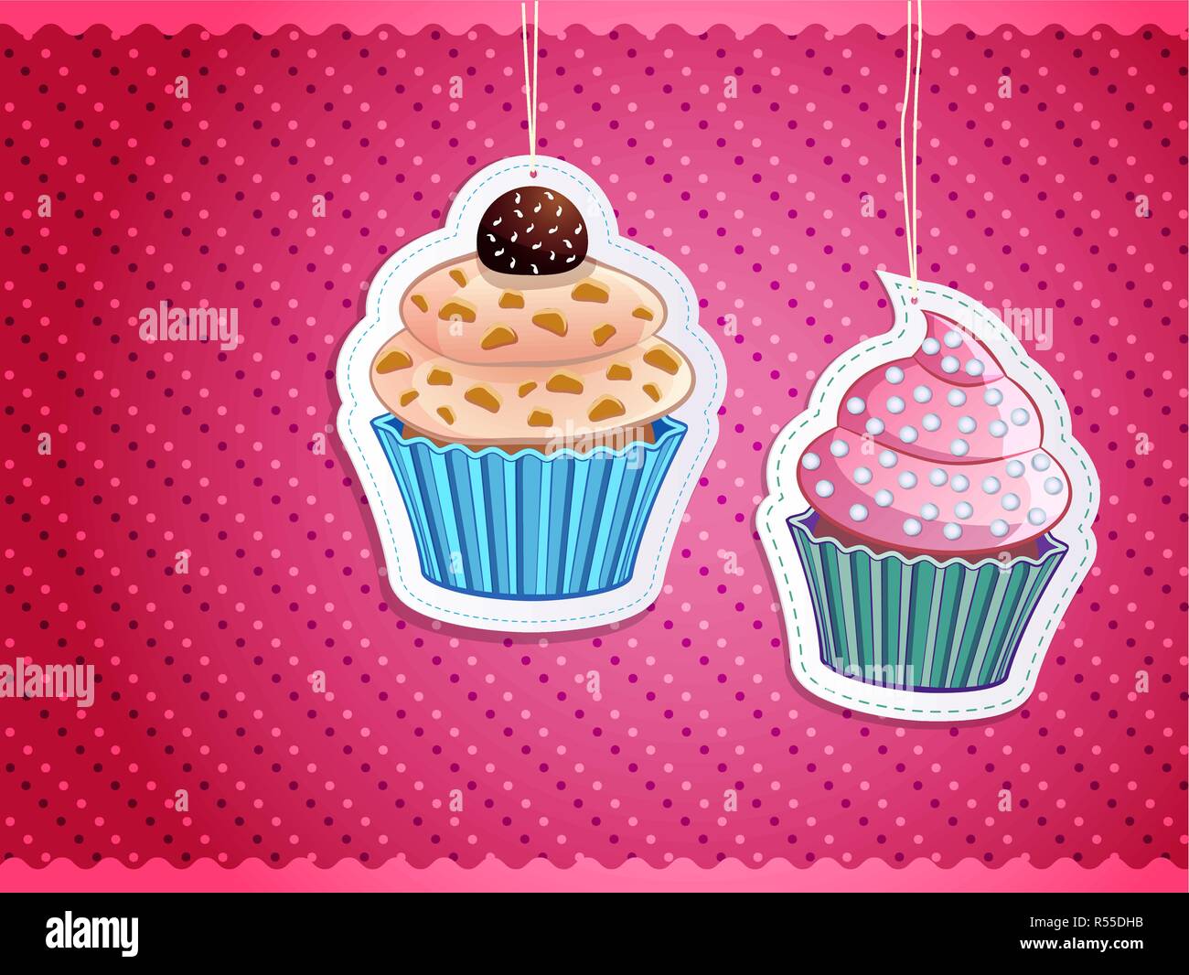 delicious cupcake stickers on colorful background Stock Vector Image ...