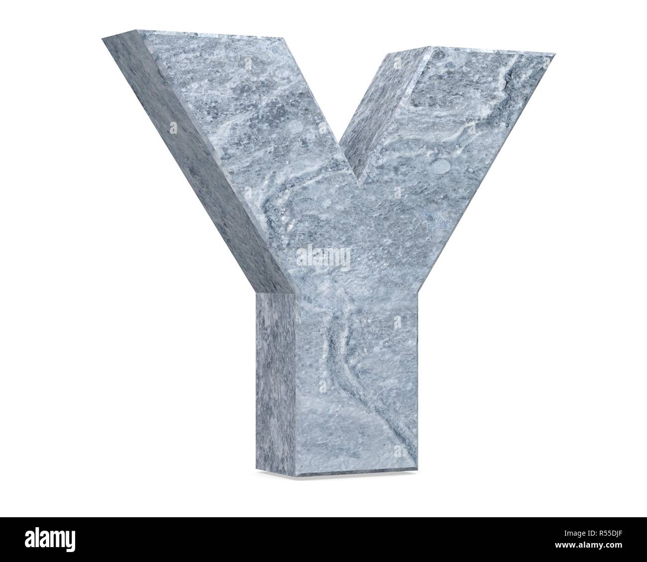 Concrete Capital Letter - Y isolated on white background . 3D render ...